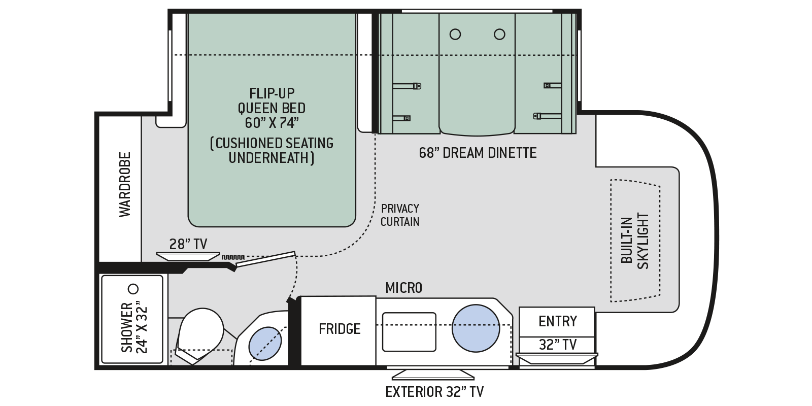 Compass RUV Class C Motorhomes - Floor Plan: 23TW | Thor Motor Coach